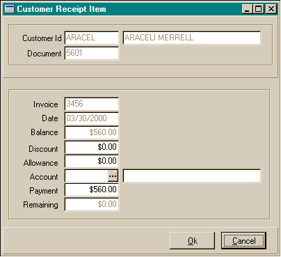 Entering Customer Receipts