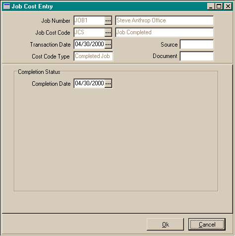 Job Cost Entries