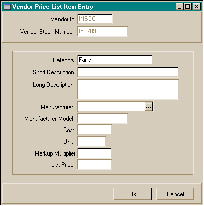 Vendor Price Lists